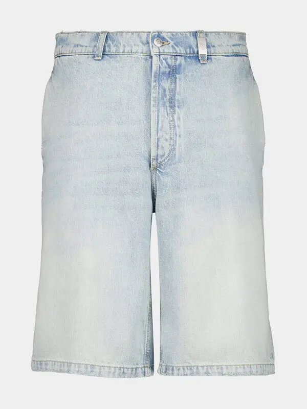 Alexander McQueen Washed Denim Shorts - Blue