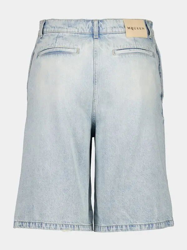 Alexander McQueen Washed Denim Shorts - Blue