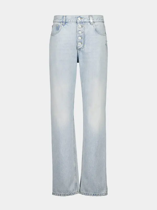 Alexander McQueen Washed Stonewashed Slim Fit Jeans - Blue