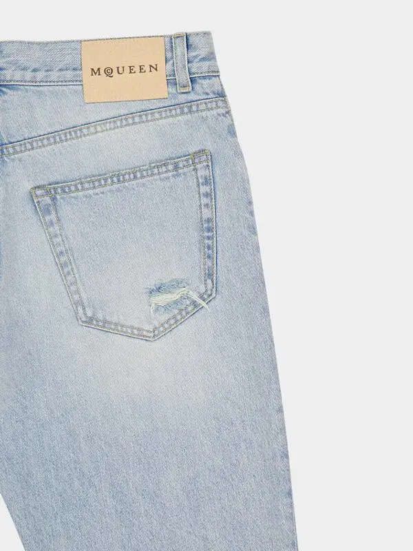 Alexander McQueen Washed Stonewashed Slim Fit Jeans - Blue