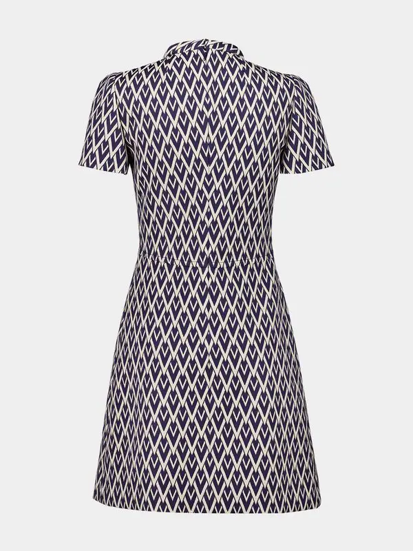 Valentino Garavani Night Short Dress In Toute La V Jacquard - Blue