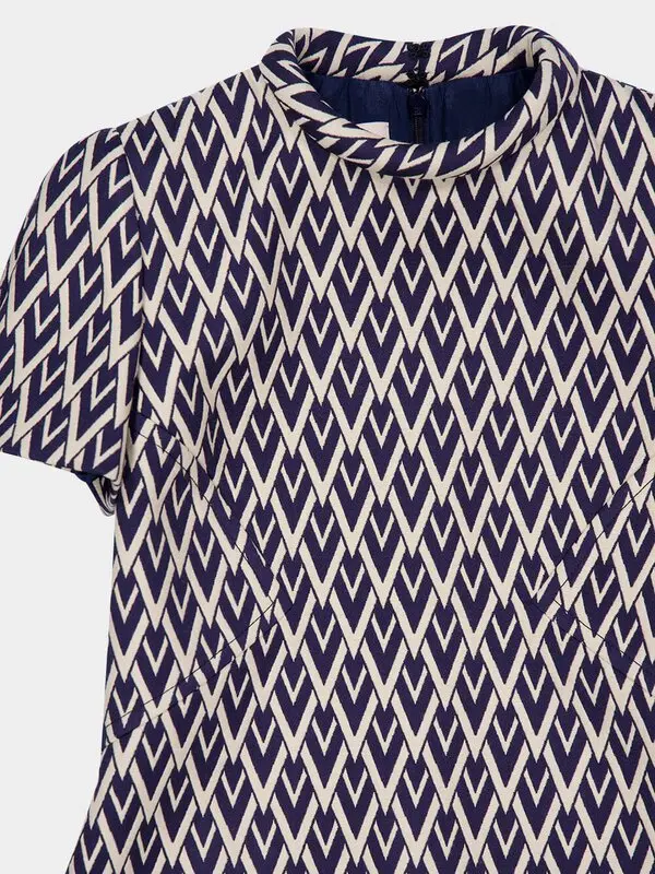Valentino Garavani Night Short Dress In Toute La V Jacquard - Blue