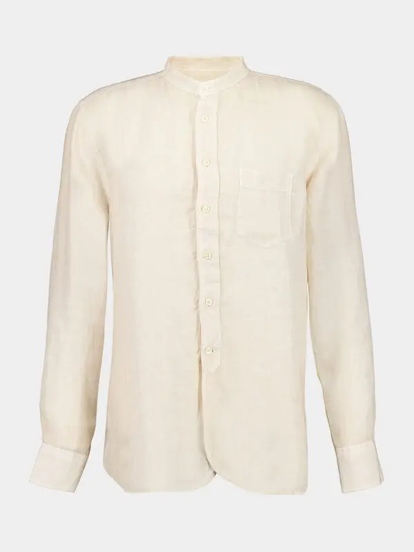 120% Lino Safari Soft Fade Linen Shirt - Cream
