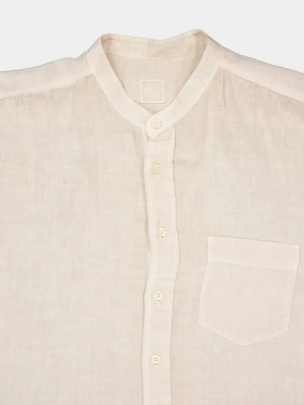 120% Lino Safari Soft Fade Linen Shirt - Cream