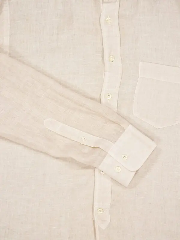 120% Lino Safari Soft Fade Linen Shirt - Cream