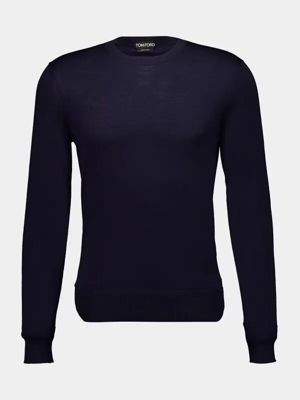 TOM FORD Fine-gauge Wool Crew Neck Sweater - Blue