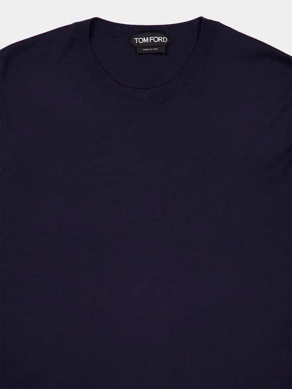 TOM FORD Fine-gauge Wool Crew Neck Sweater - Blue