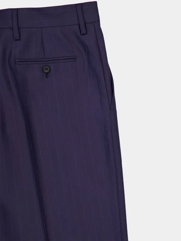 Prada Straight-leg Wool Trousers With Leather Belt - Blue