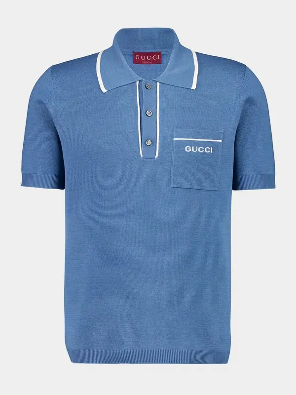 Gucci Silk-cotton Short-sleeve Polo - Blue