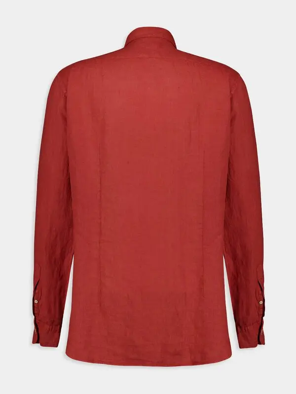 Boglioli Rustic Red Linen Shirt - Orange