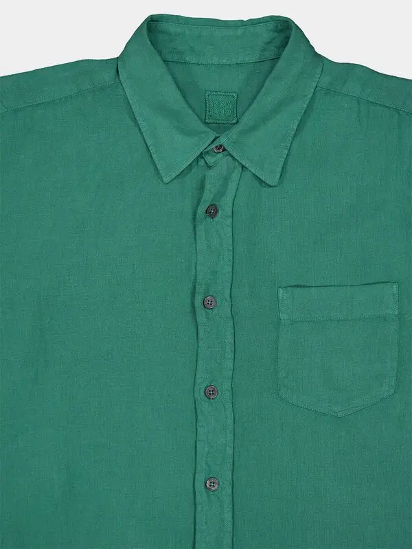 120% Lino Regular Fit Linen Shirt - Green