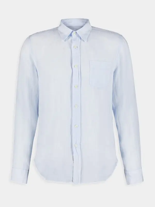 120% Lino Regular Fit Light Linen Shirt - Blue