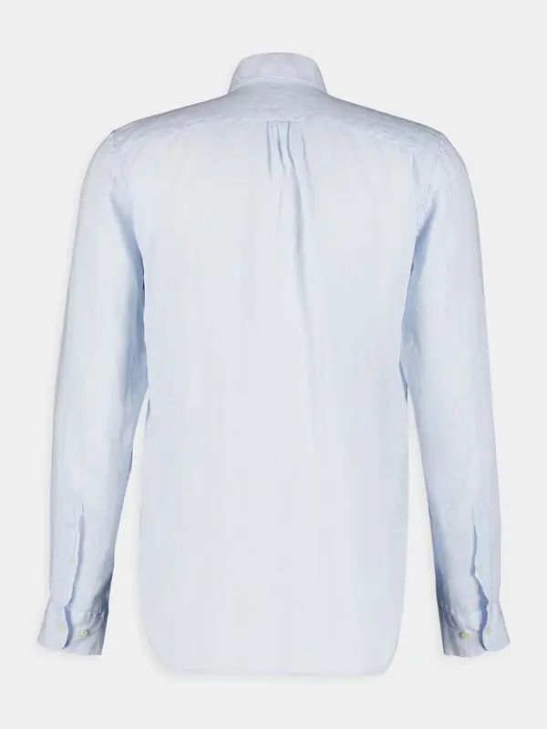 120% Lino Regular Fit Light Linen Shirt - Blue