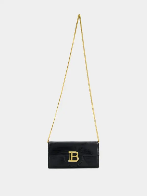Balmain B-buzz Wallet In Striped Patent Leather