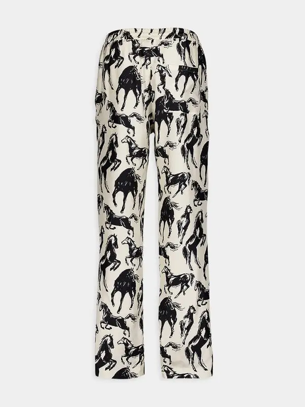 Balmain Horse-print Silk Trousers