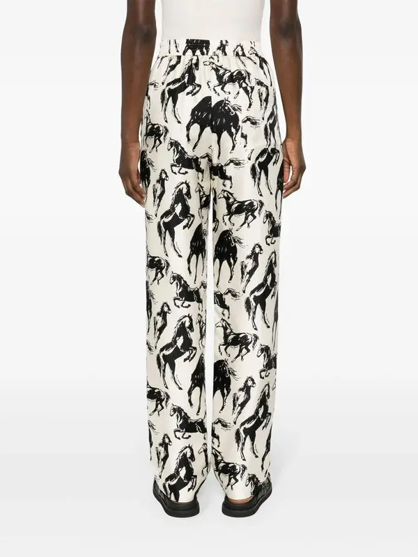Balmain Horse-print Silk Trousers