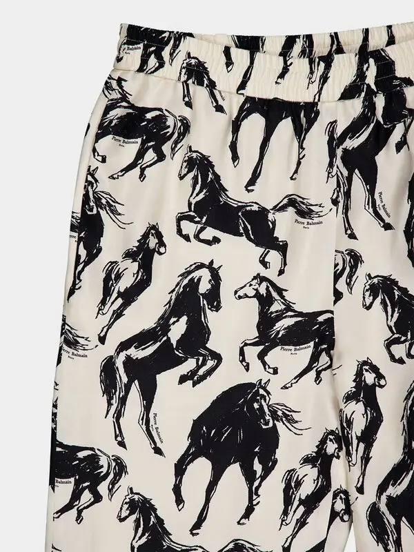 Balmain Horse-print Silk Trousers