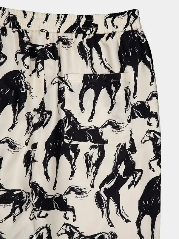 Balmain Horse-print Silk Trousers