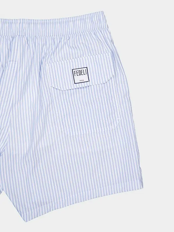 Fedeli Striped Swim Shorts - Blue
