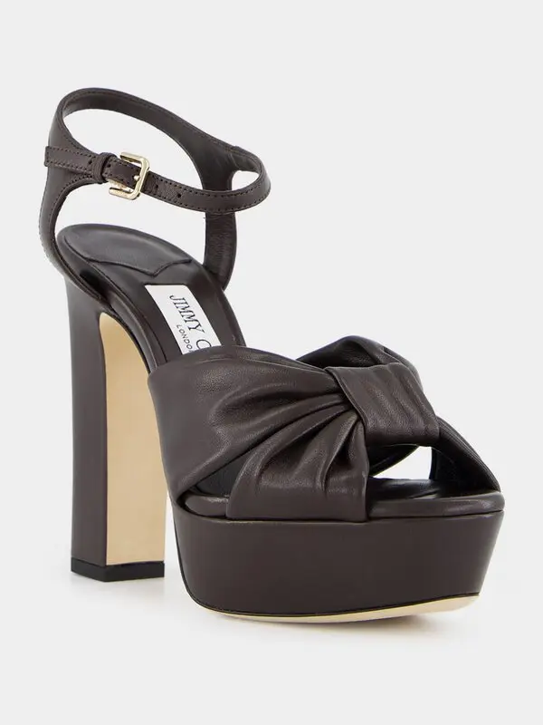 JIMMY CHOO Heloise Nappa Leather Platform Sandals - Black