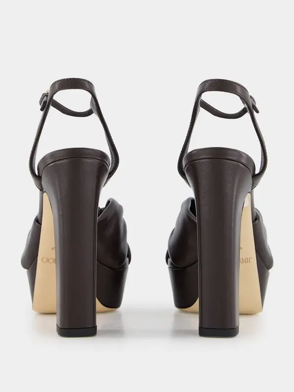 JIMMY CHOO Heloise Nappa Leather Platform Sandals - Black