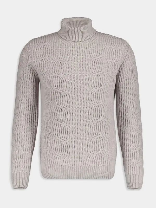 Boglioli Textured Wool Turtleneck - Beige