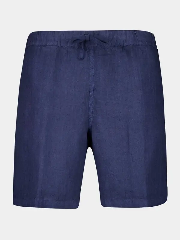 120% Lino Linen Bermuda Shorts - Blue