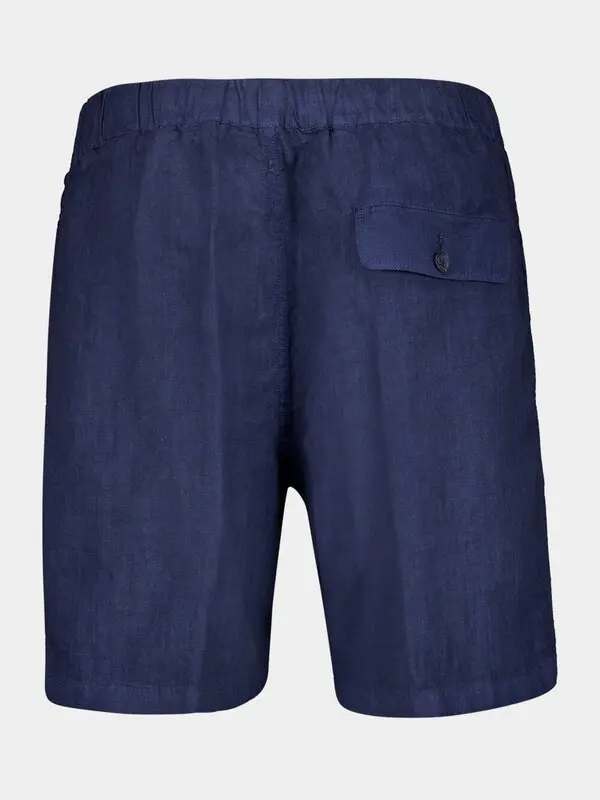 120% Lino Linen Bermuda Shorts - Blue