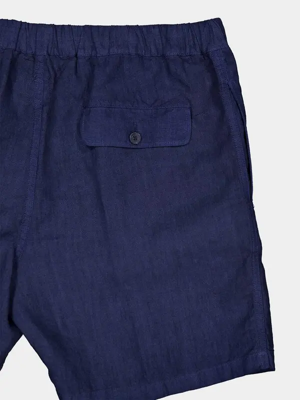 120% Lino Linen Bermuda Shorts - Blue