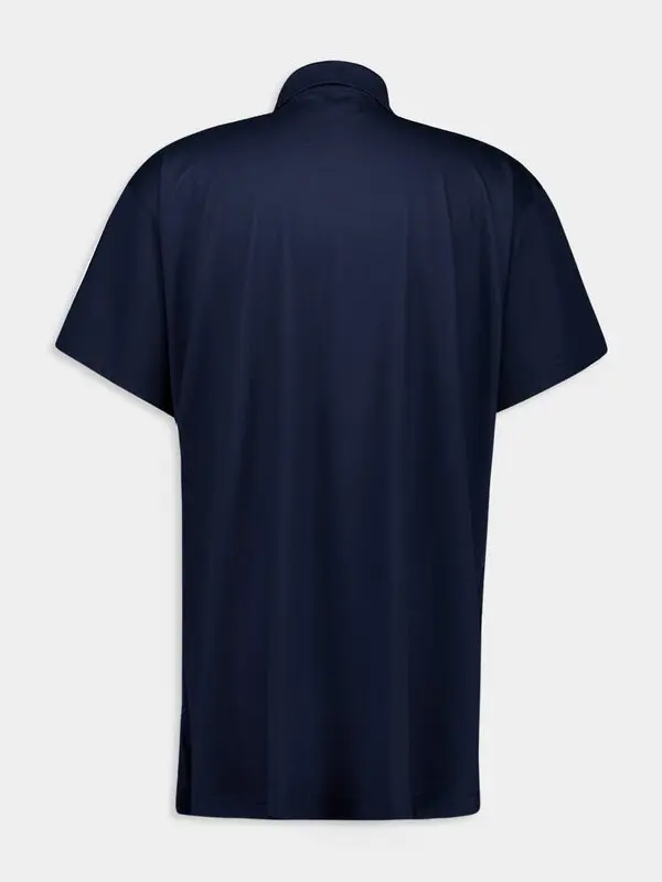 Balenciaga Navy Intertwined Cotton Piqué Polo - Blue