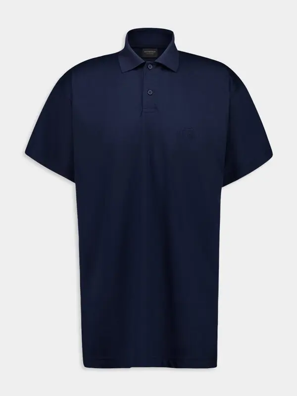 Balenciaga Navy Intertwined Cotton Piqué Polo - Blue