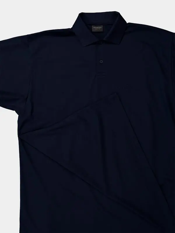 Balenciaga Navy Intertwined Cotton Piqué Polo - Blue