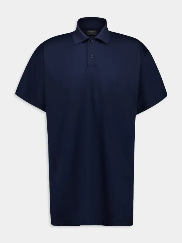 Balenciaga Navy Intertwined Cotton Piqué Polo - Blue