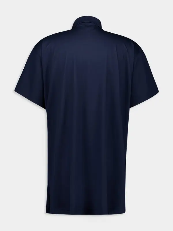 Balenciaga Navy Intertwined Cotton Piqué Polo - Blue
