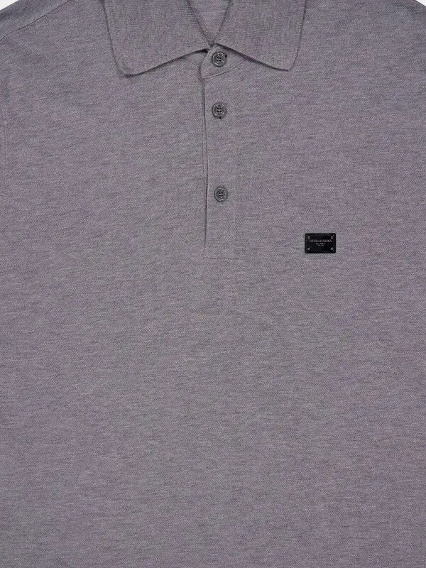 Dolce & Gabbana Cotton Piqué Polo-shirt With Branded Tag - Grey