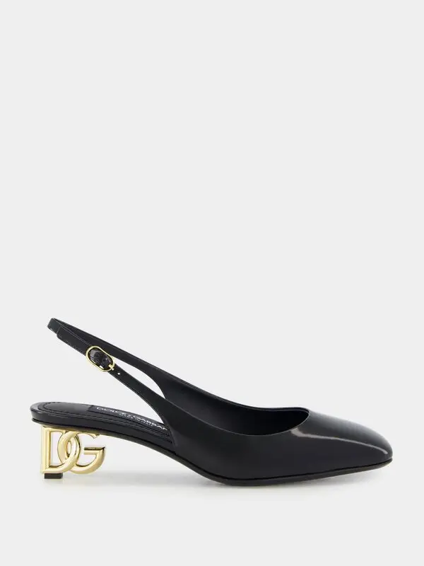 Dolce & Gabbana Patent Leather Slingbacks With Dg Heel