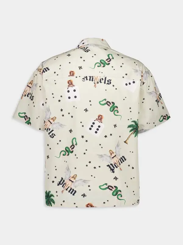 Palm Angels Ivory Pin-up Bowling Shirt
