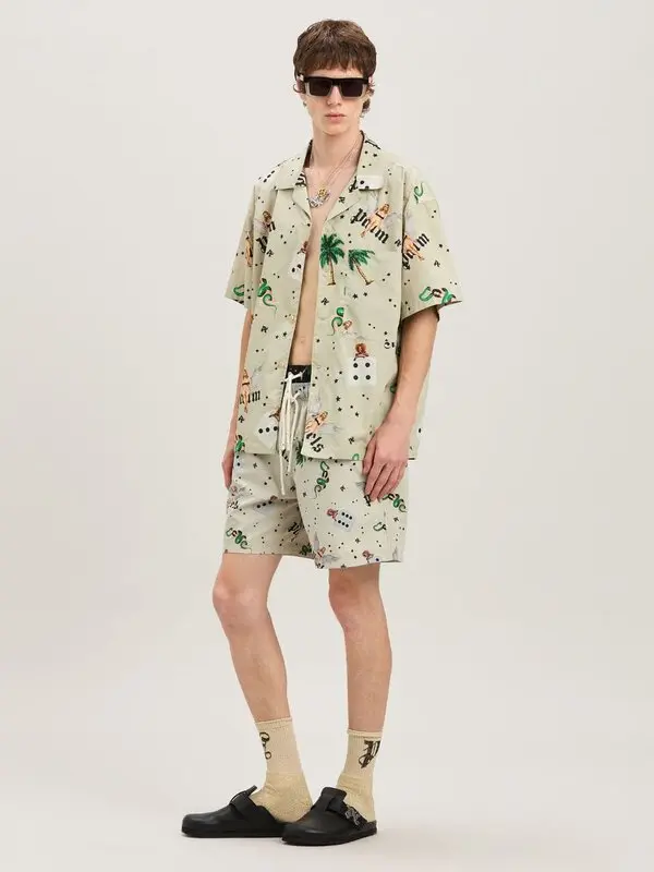 Palm Angels Ivory Pin-up Bowling Shirt - Multicolour