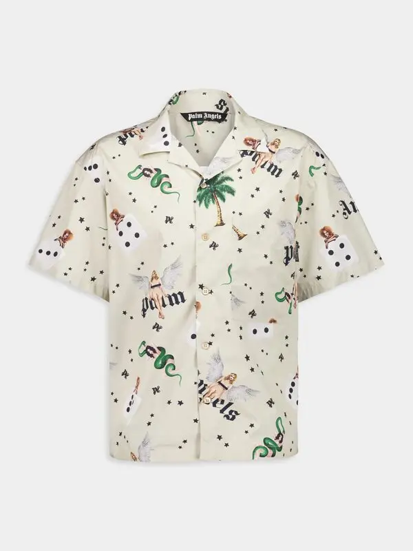 Palm Angels Ivory Pin-up Bowling Shirt - Multicolour