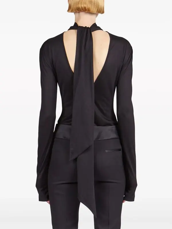 FERRAGAMO V-back Silk-blend Turtleneck Top
