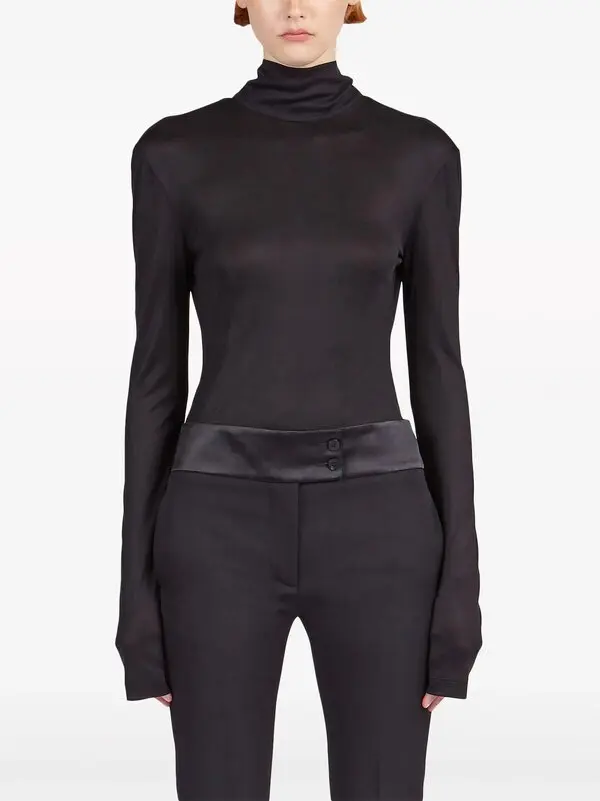 FERRAGAMO V-back Silk-blend Turtleneck Top