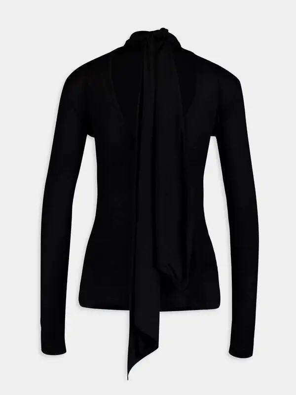 FERRAGAMO V-back Silk-blend Turtleneck Top