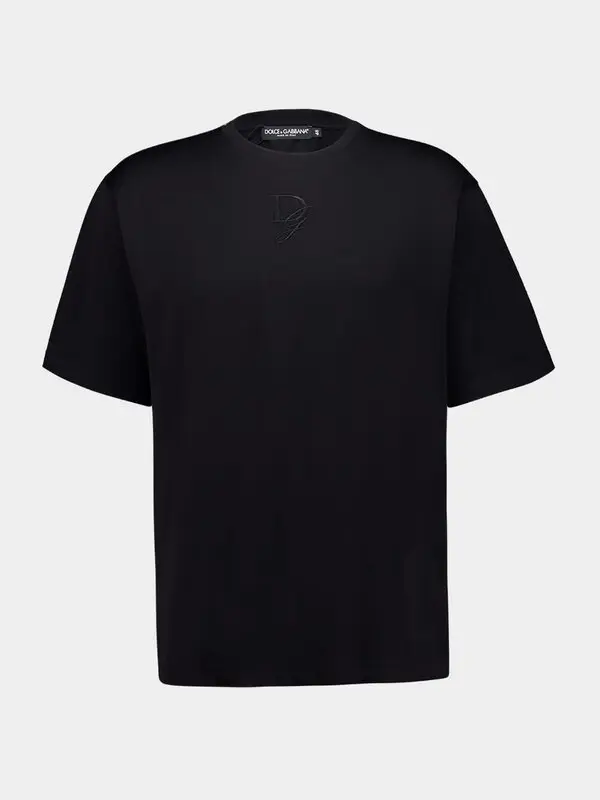 Dolce & Gabbana Cotton T-shirt With Logo Embroidery - Black