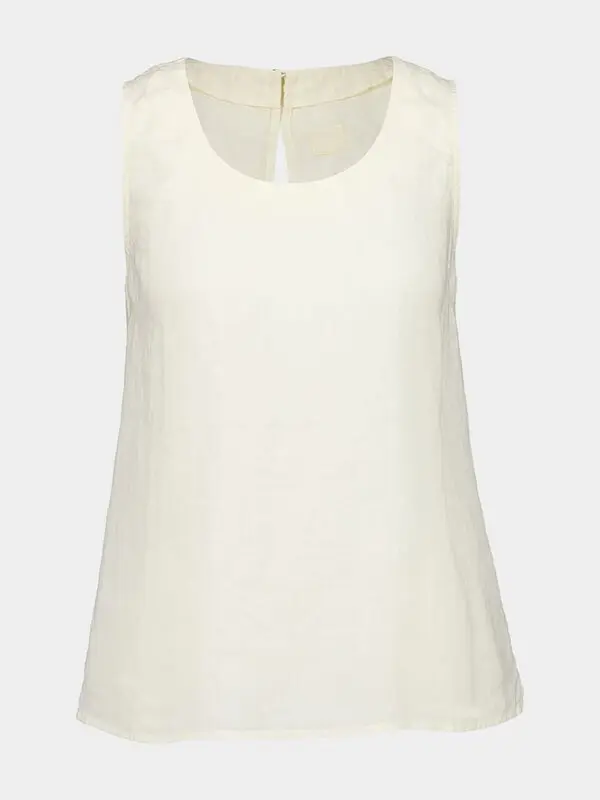 120% Lino Sleeveless Linen Top - Cream