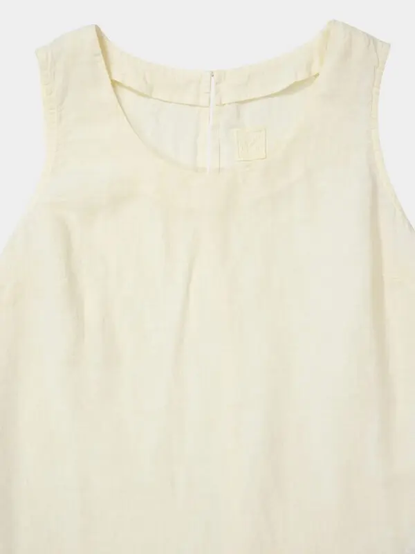 120% Lino Sleeveless Linen Top - Cream