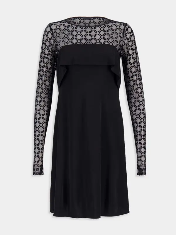 Givenchy Draped Jersey And Monogram Tulle Mini Dress - Black