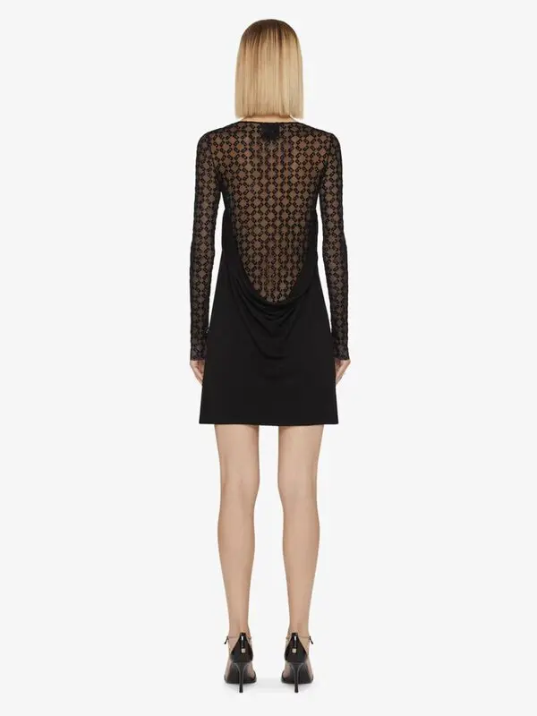 Givenchy Draped Jersey And Monogram Tulle Mini Dress - Black