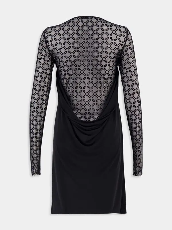 Givenchy Draped Jersey And Monogram Tulle Mini Dress - Black