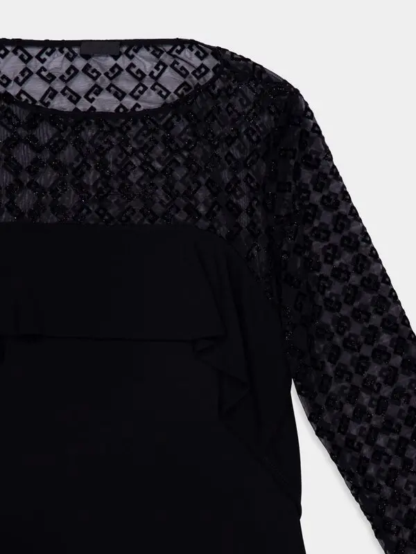 Givenchy Draped Jersey And Monogram Tulle Mini Dress - Black