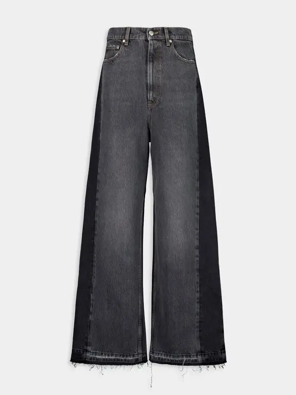 Stella McCartney Two-tone Wide-leg Denim Jeans - Black